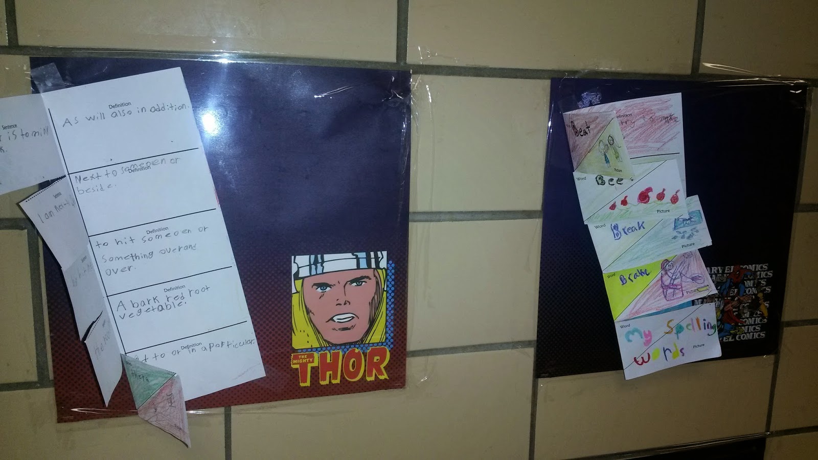 Superman's Classroom: Outside display panels for student work