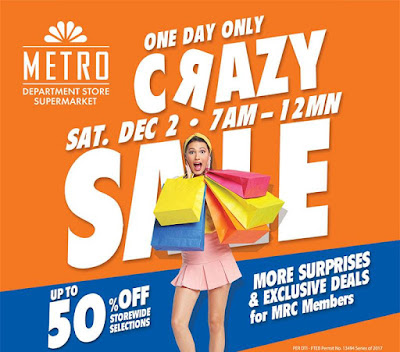 Manila Shopper: Metro Stores One-Day Crazy SALE: Dec 2 2017