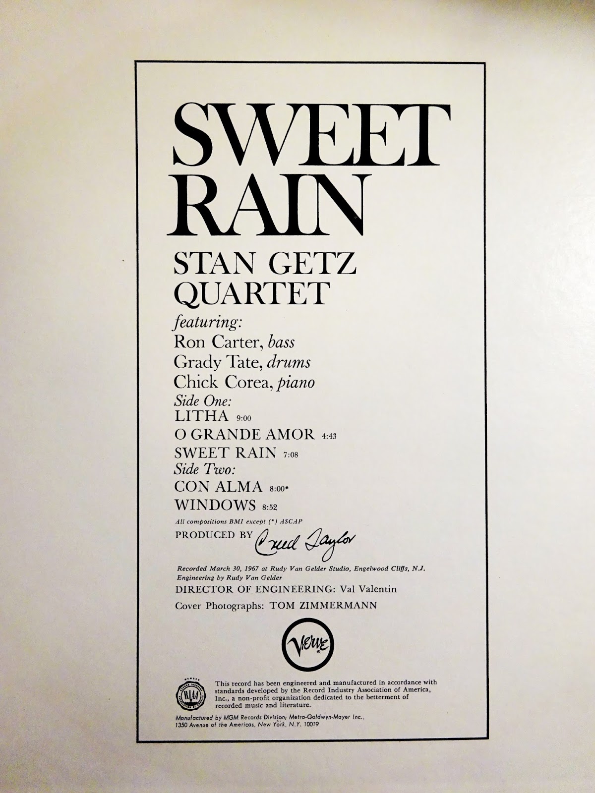 vinyldiscovery: 50 Year Old Sealed Copy Of Stan Getz's "Sweet Rain" LP
