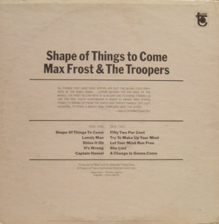Vinyl Exam: Shape of Things to Come - Max Frost & The Troopers