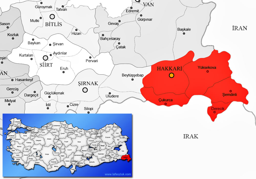 Hakkari'nin ilçeleri (nüfus, rakım ve yüz ölçümleri) - Laf Sözlük