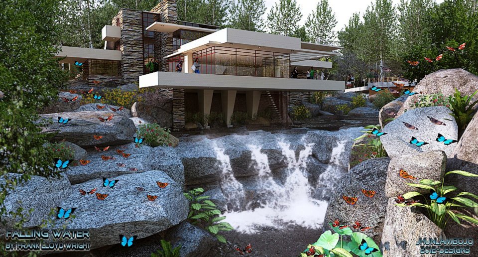 SKETCHUP TEXTURE: FALLING WATER HOUSE CHALLENGE ENTRY