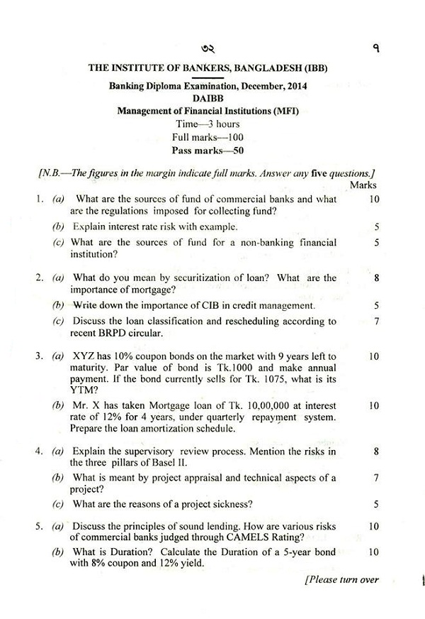 Management of Financial Institutions Question 2011-2018 (All in One ...