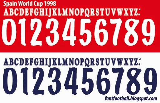 FONT FOOTBALL: Font Vector Spain World Cup 1998 kit