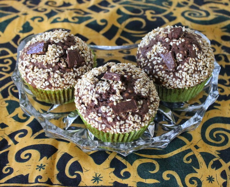 Food Lust People Love: Dark Chocolate Toasted Sesame Muffins #MuffinMonday