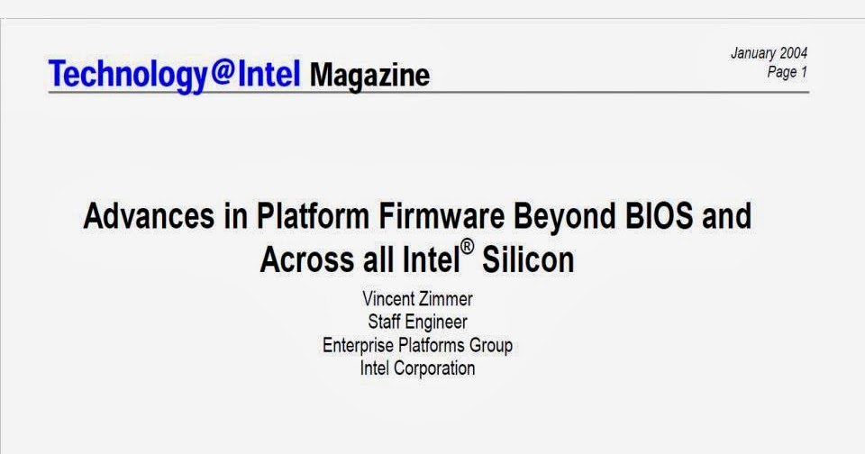 Vincent Zimmer's blog: "Advances in Platform Firmware 'Beyond BIOS ...