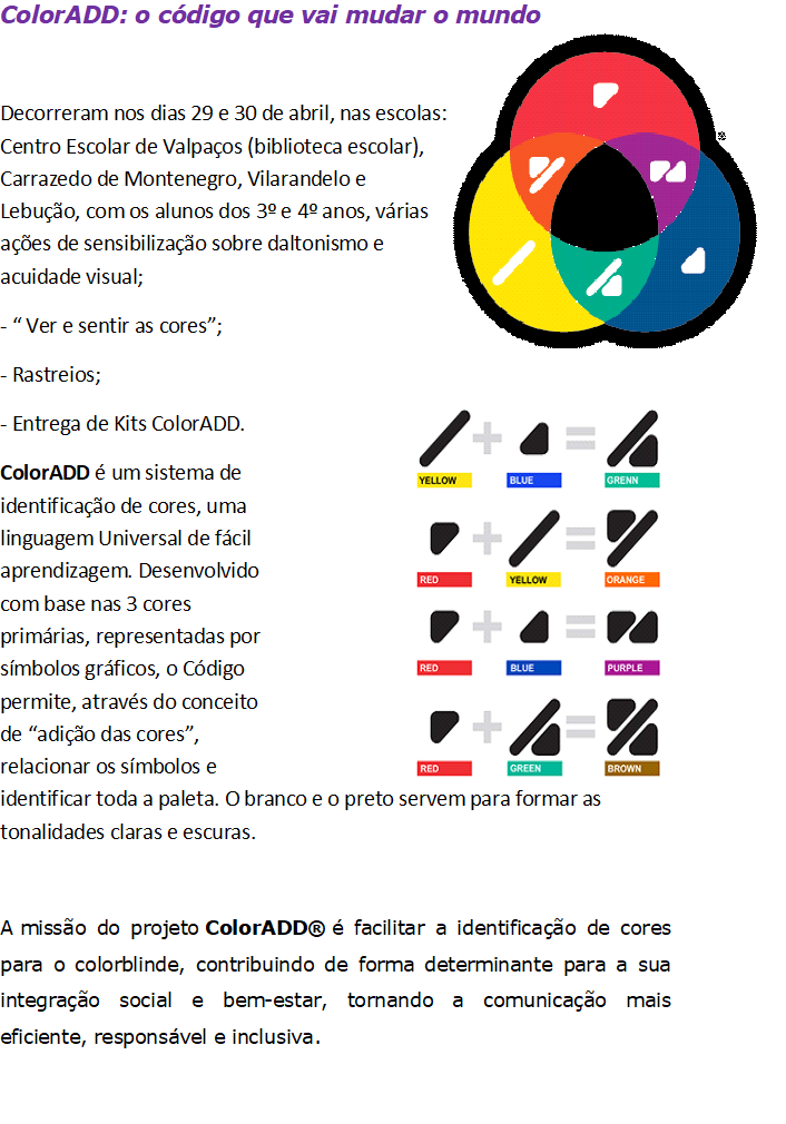 Contos e Livros: Programa ColorADD nas Escolas de Valpaços.