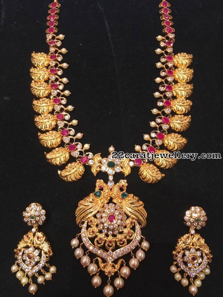 Ruby Mango Set with CZ Earrings - Jewellery Designs
