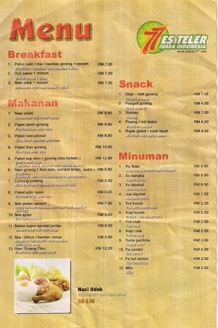 Es Teler 77 Menu