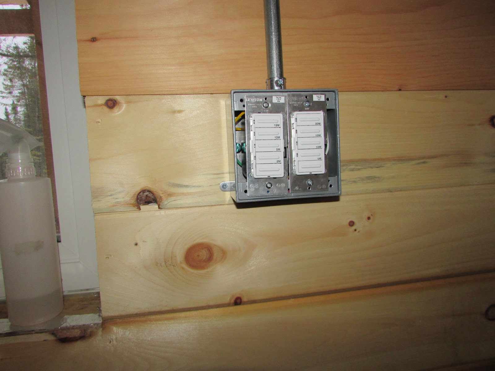 Aiki Homestead: Adding Surface Mount Electrical Boxes To Our Log Cabin