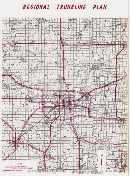 Michigan's Past: Lansing Area Trunkline Map - 1961