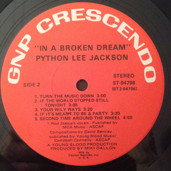 johnkatsmc5: Python Lee Jackson "In A Broken Dream" 1972 (feat Rod ...