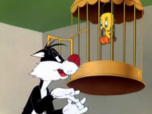 Cartoon-Vergleich: A BIRD IN A GUILTY CAGE