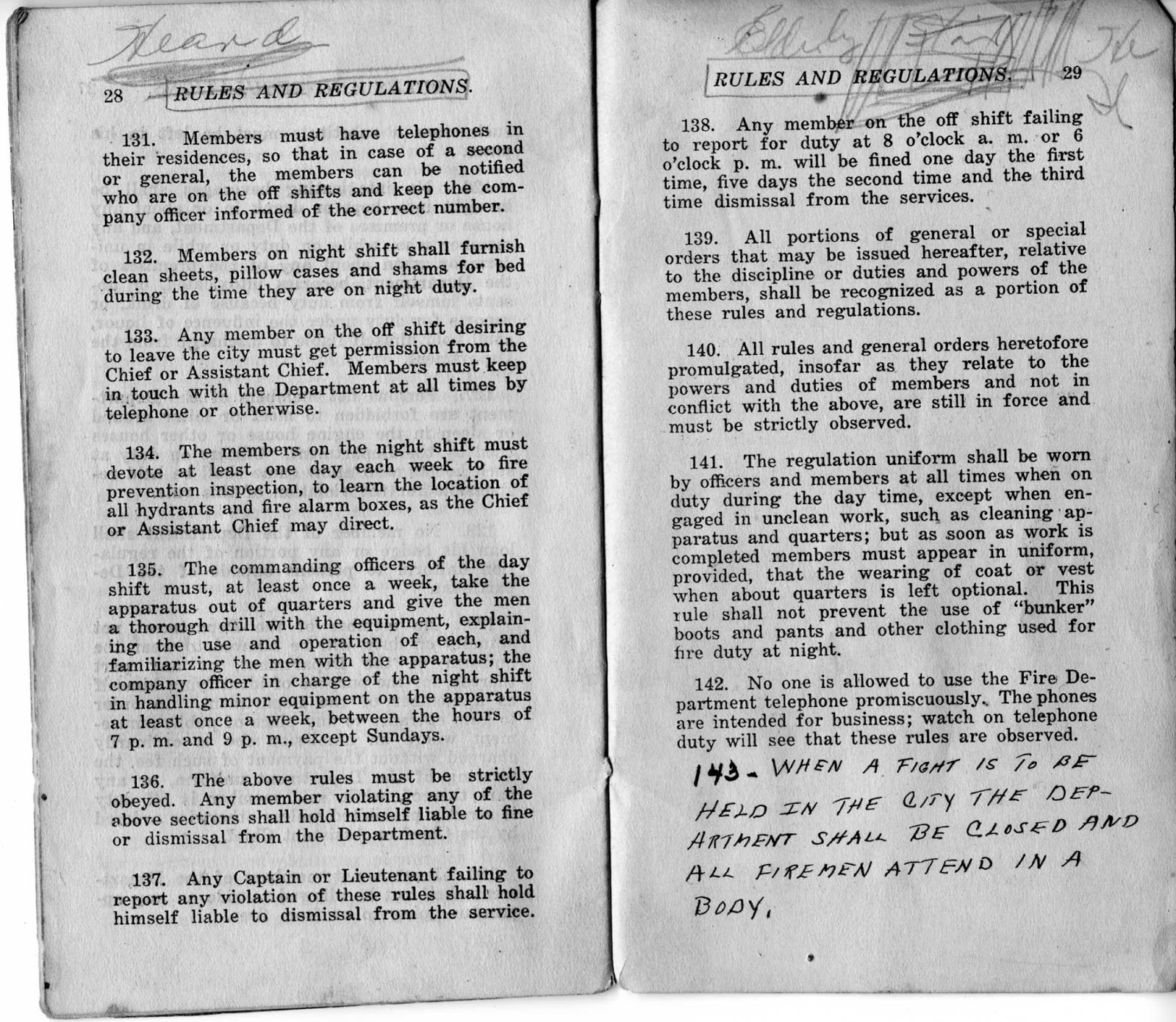 Asheville Fire Department History: Old Fire Department Rules and ...