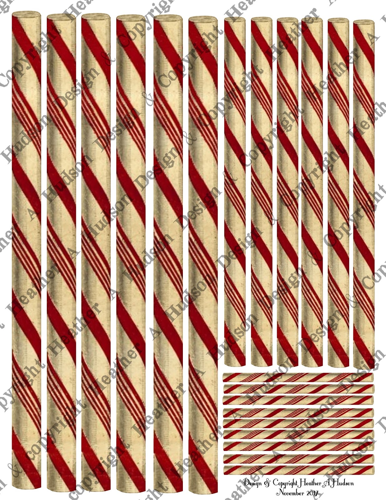 Heather A Hudson: Peppermint Sticks Collage Sheets