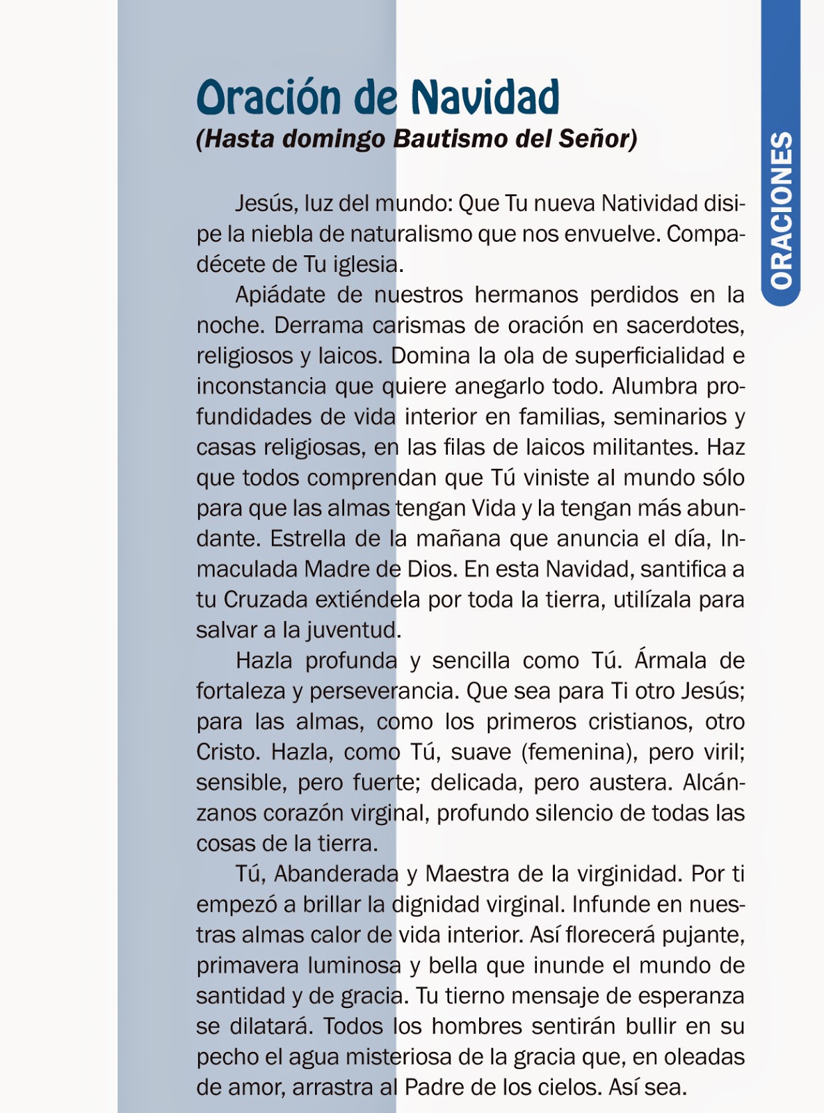 Escuela y Familia Católica: ORACIÓN DE NAVIDAD