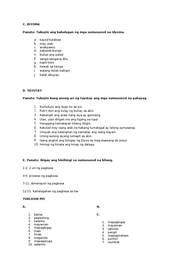 halimbawa ng idyoma - philippin news collections