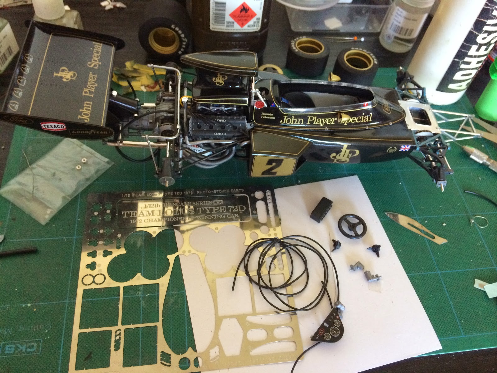 Tamiya 1/12 F1 Lotus 72d JPS Model Build Log: Finishing details