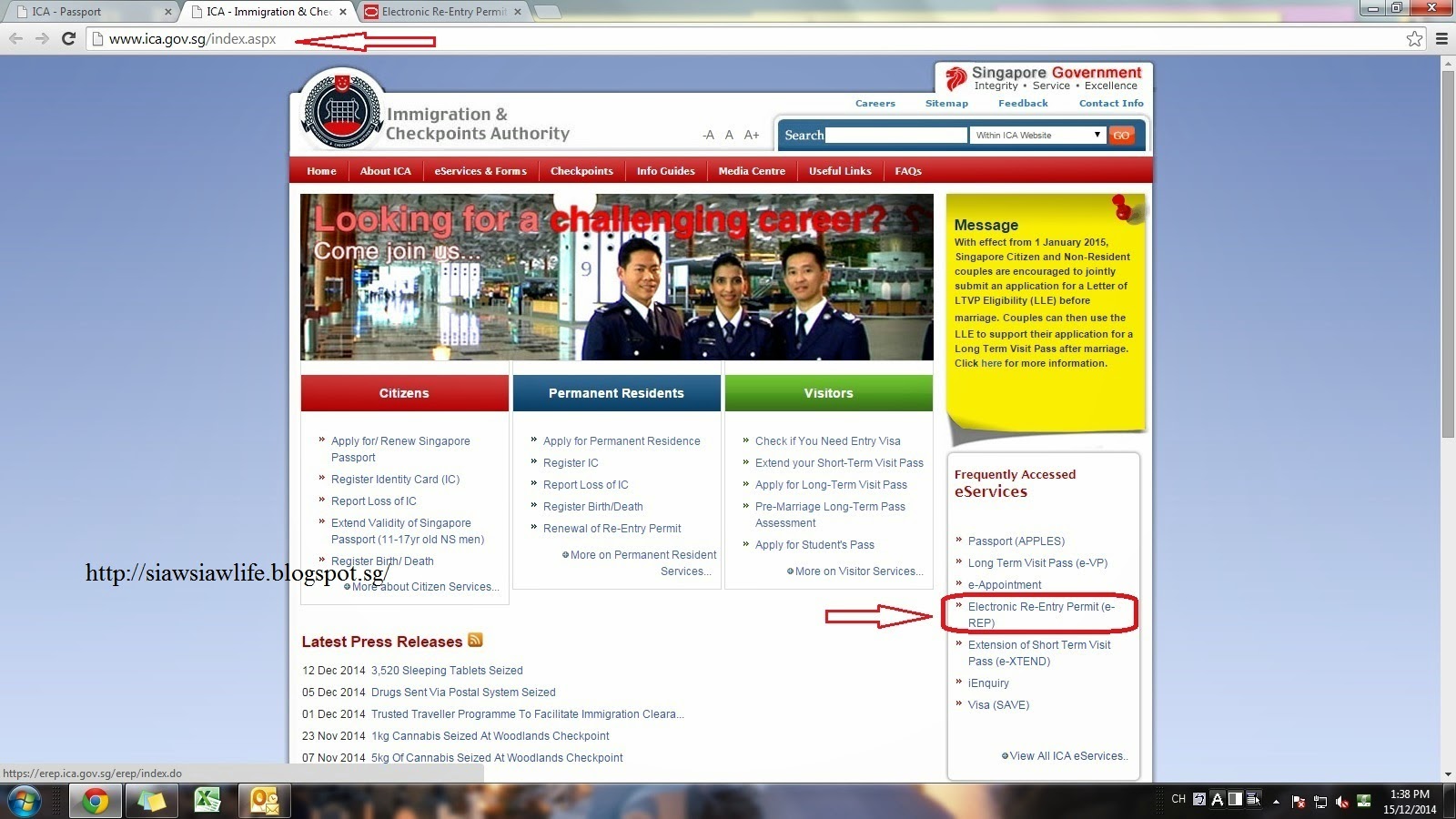 Step : transfer Re-Entry Permit (e-REP) Singapore after renew passport ...