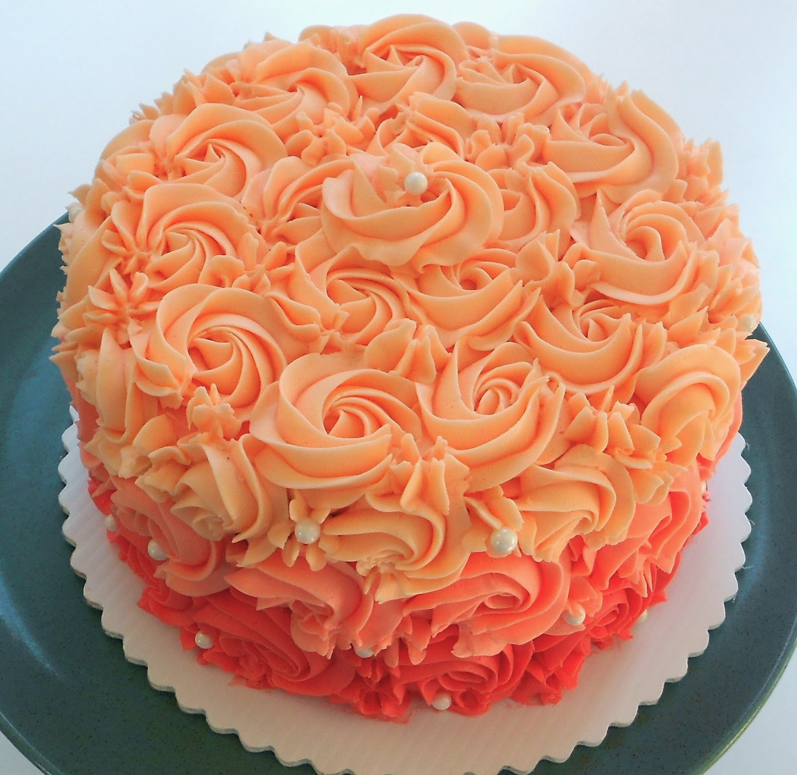 Custom Cakes by Lori: 60th Ruffled Rose birthday cake ombre style