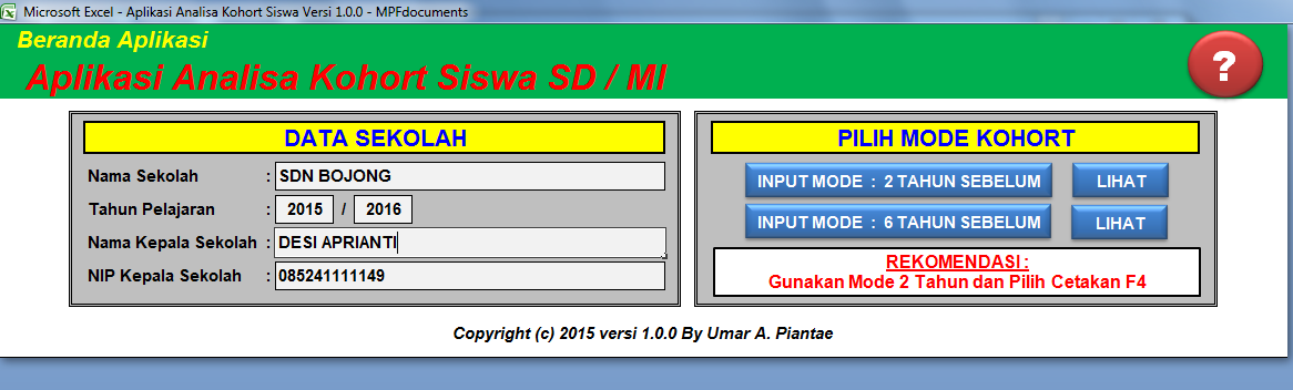 Aplikasi Analisa Kohort Siswa Dilengkapi Akumulasi Data Dan Keterangan | File Terbaru