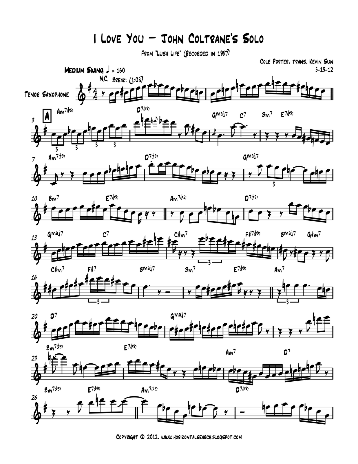 John Coltrane on "I Love You"