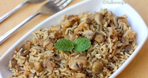 Mushroom Rice ~ Full Scoops - A food blog with easy,simple & tasty recipes!