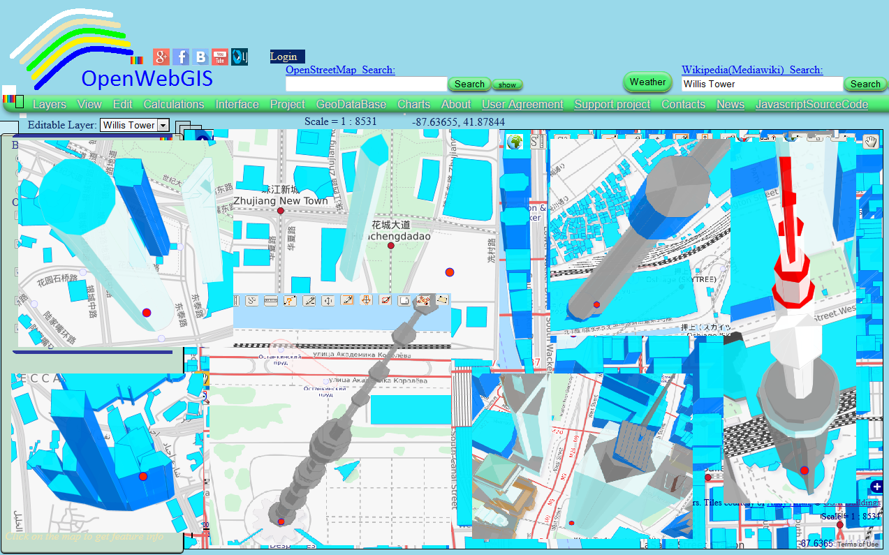 OpenWebGIS is free online GIS: Top 10 tallest freestanding structures on the map