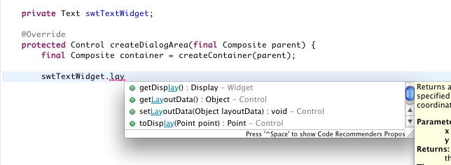 Eclipse Code Recommenders: Eclipse Subwords Completion #1 - Here You Are:
