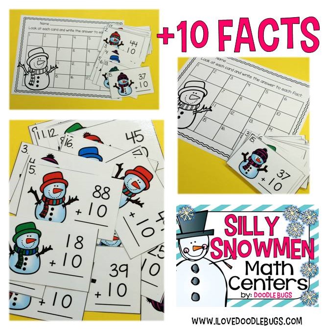 Doodle Bugs Teaching {first grade rocks!}: Silly Snowmen Math Centers