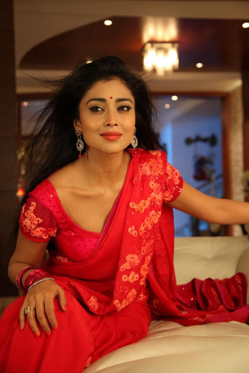 Shriya Saran in red hot Saree Stills - South Indian Actress