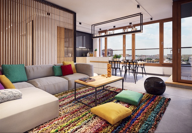 Open Plan Apartment Interior Design In Warszawa | Homesigner