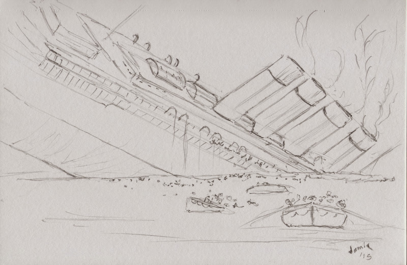 Lusitania Sinking Drawing