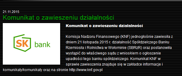 Polak potrafi 4: Koniec działalności SK bank czyli powtórka z Wołomina ...