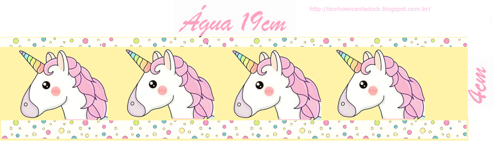 Rótulo para água no tema Unicórnio