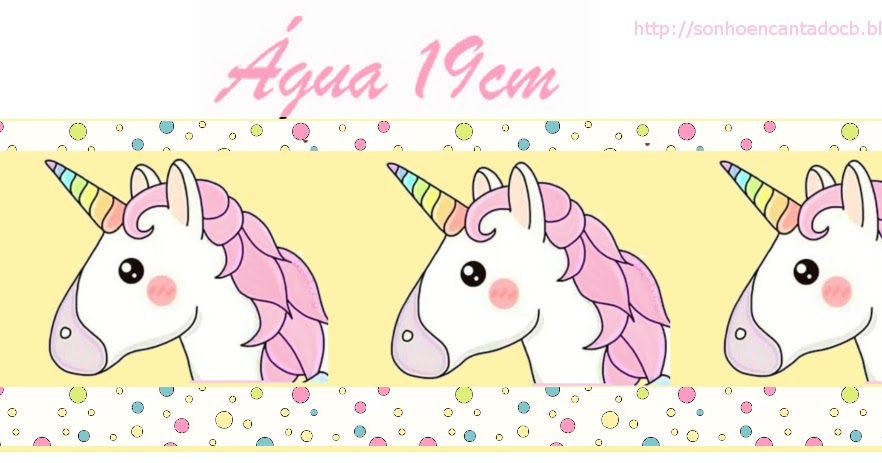Rótulo para água no tema Unicórnio