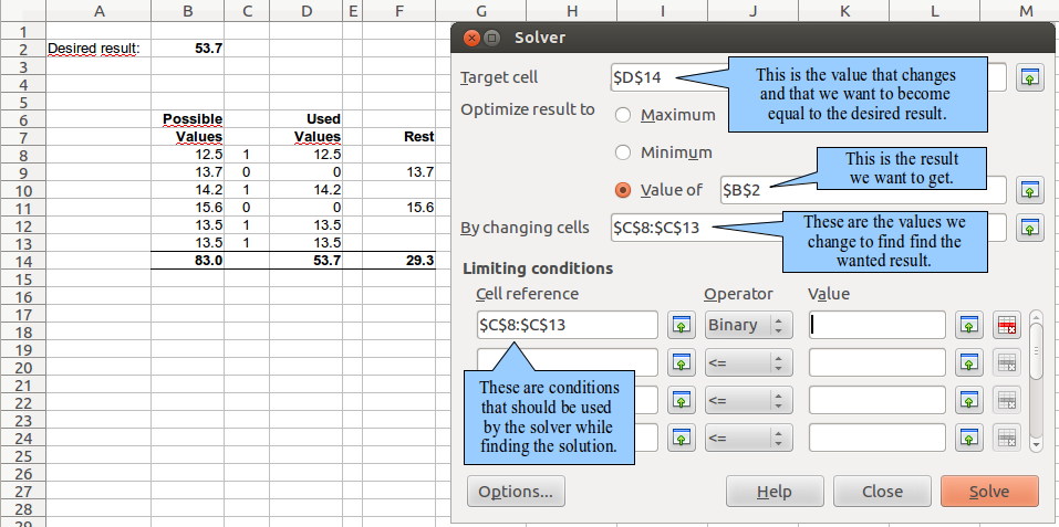 Linux Project: LibreOffice 4.1 Solver example