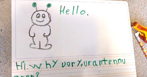 Imaginative Homeschool: An Alien Helps With Reading and Writing