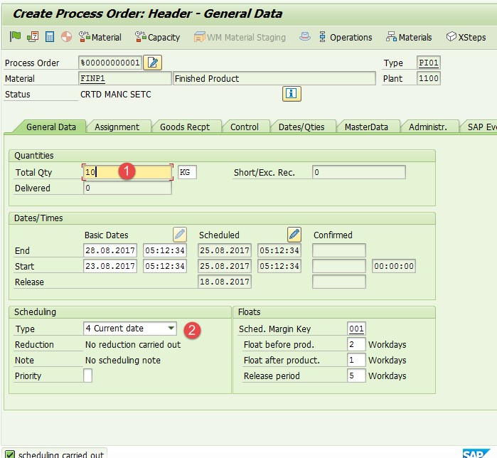 Milestone Confirmation of the Process Order with Multiple Operations ...