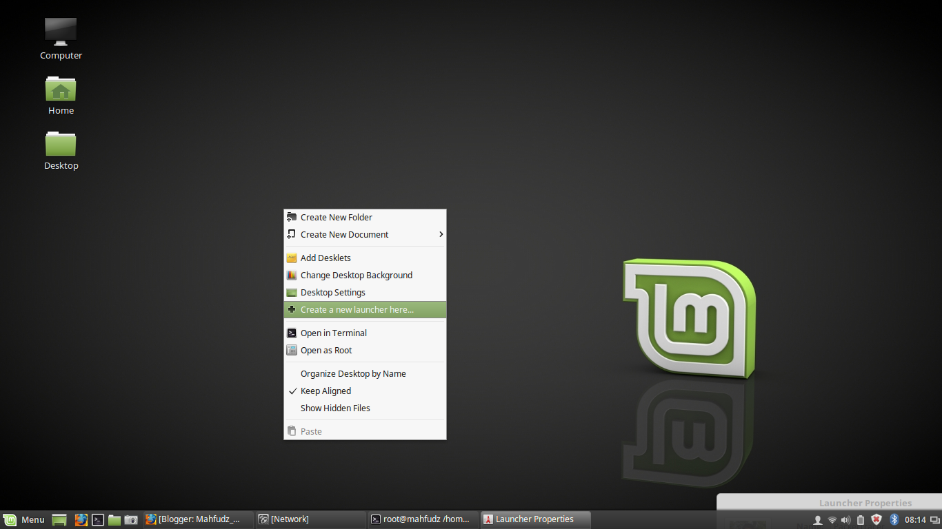 Membuat Launcher (Shortcut) di Dekstop Linux Mint 18