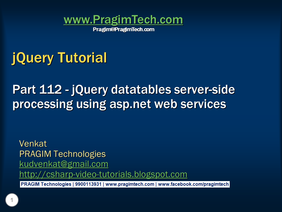 Sql Server Net And C Video Tutorial Jquery Datatables Server Side Processing Using 