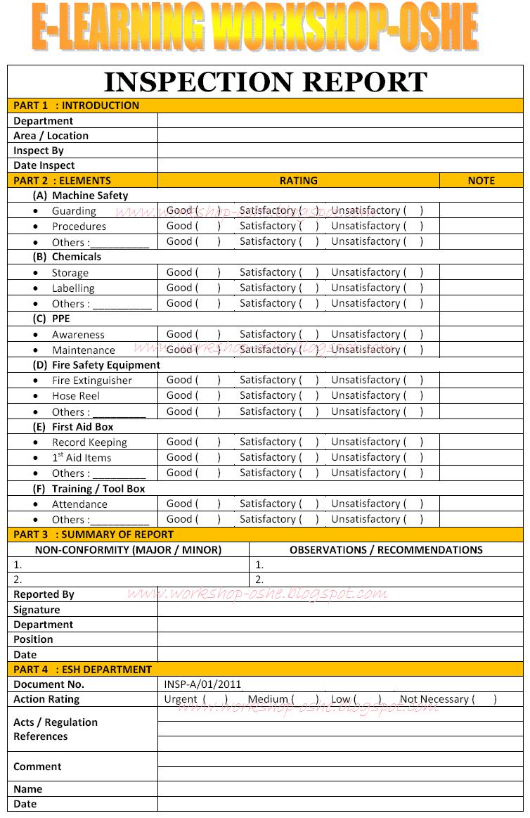 E-Learning-Workshop-oshe: Inspection At Workplace....Kerja Saper Yer??