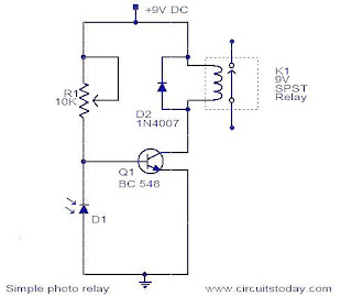 electronic hobby circuits: simple light sensor relay circuit