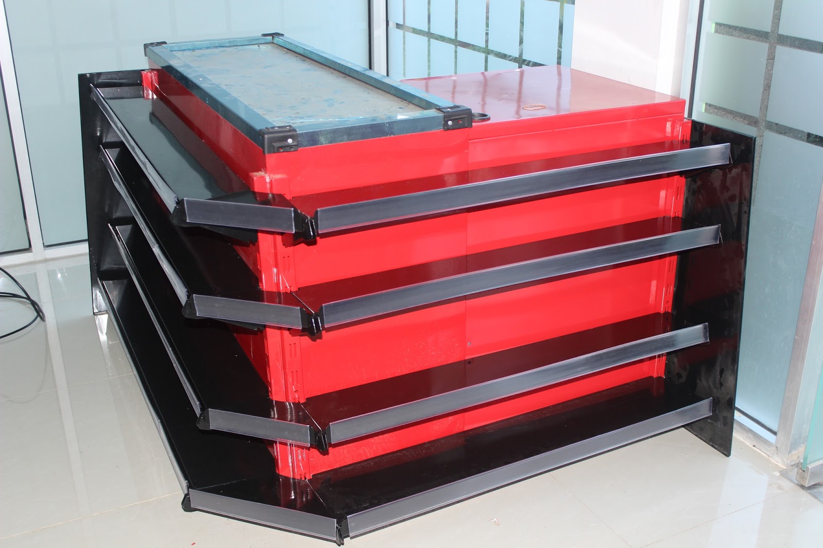 Meja Kasir Minimarket Dengan Rak Depan Tipe MK-04 | RAK GONDOLA ...