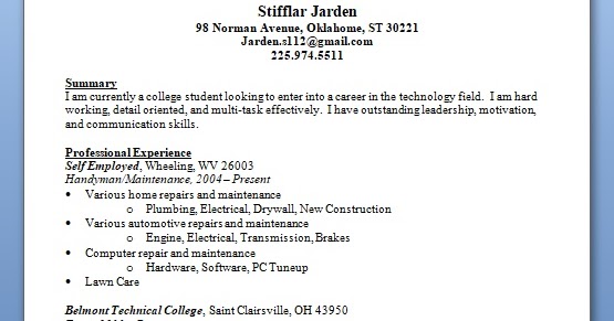 Handyman Sample Resume Format in Word Free Download