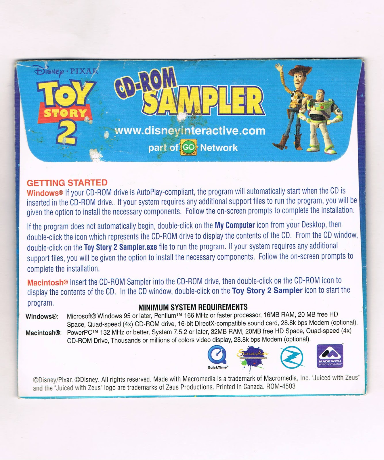 KC Music Shop: Disney cd-rom sampler Toy Story 2 windows mac 1999 | eBay