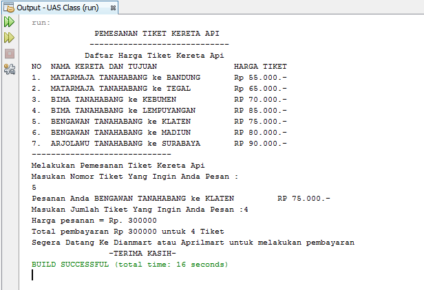 Aplikasi Pemesanan Tiket Kereta Api Class Java Netbeans