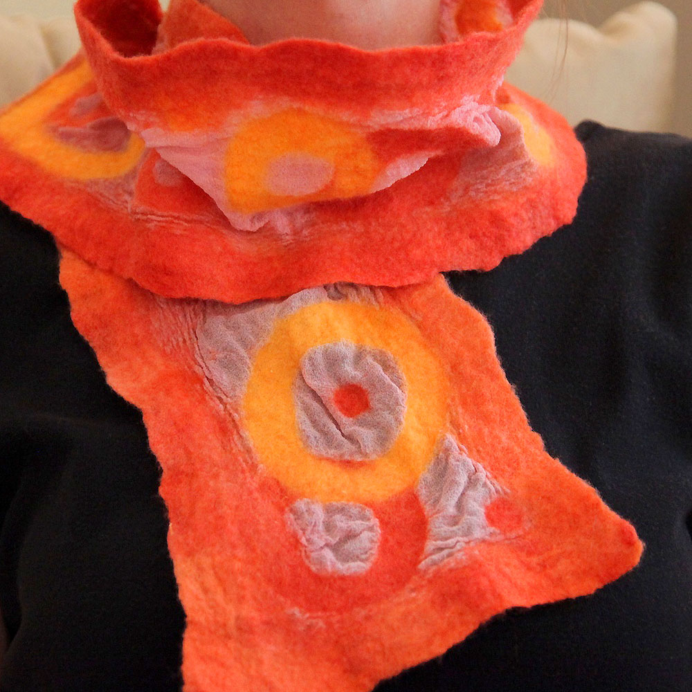 Wildly Woolly: Nuno-Felt Scarf with Prefelts