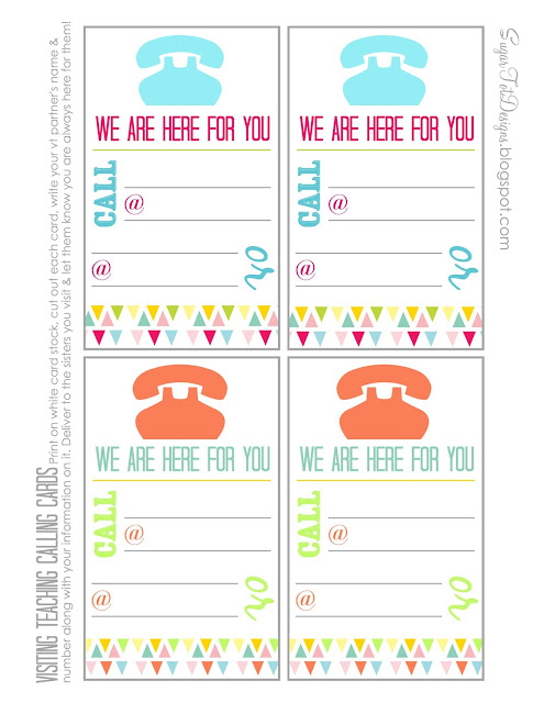 sugartotdesigns: August Visiting Teaching Message {free calling card}