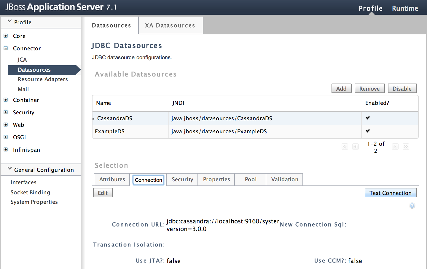 John Sanda's blog: Configuring Cassandra JDBC with JBoss AS 7